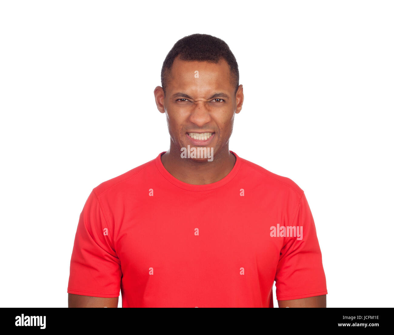 Man with angry gesture isolated on white background Stock Photo - Alamy