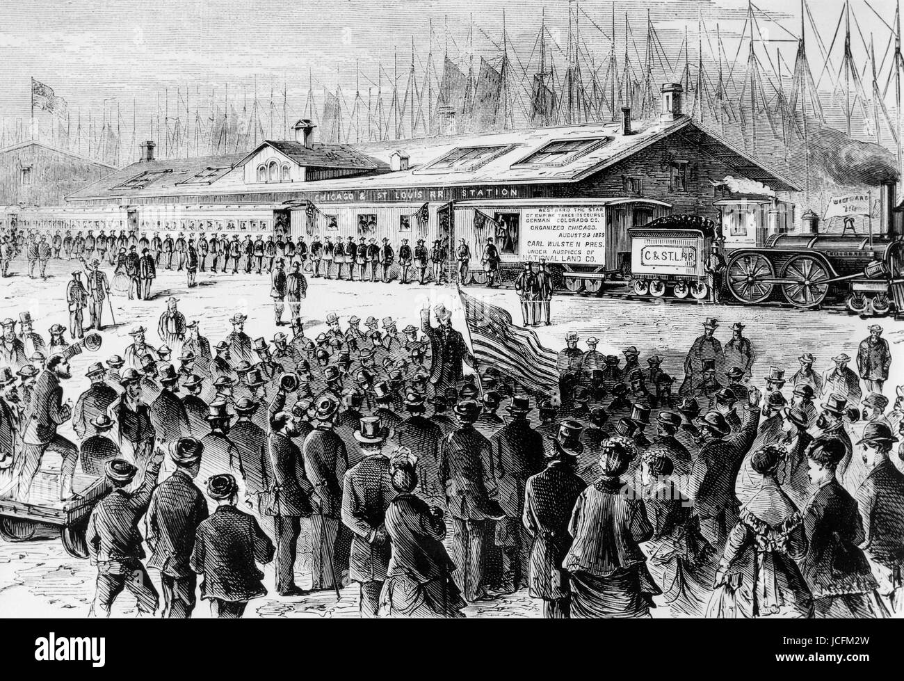 Departure of a Colony of German Emigrants for Colorado. Emigrants ...