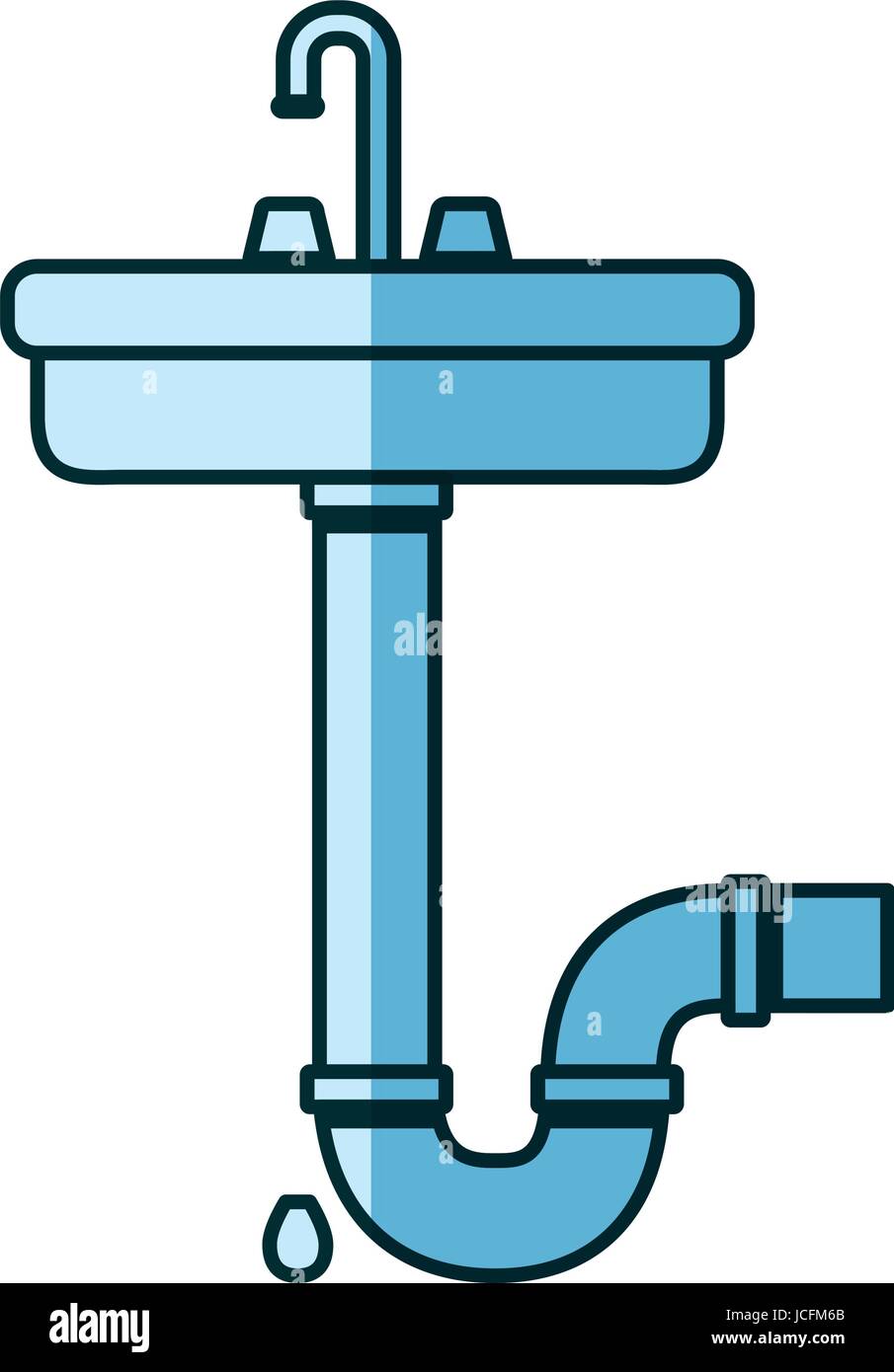blue shading silhouette of washbasin and drain pipe Stock Vector Image ...