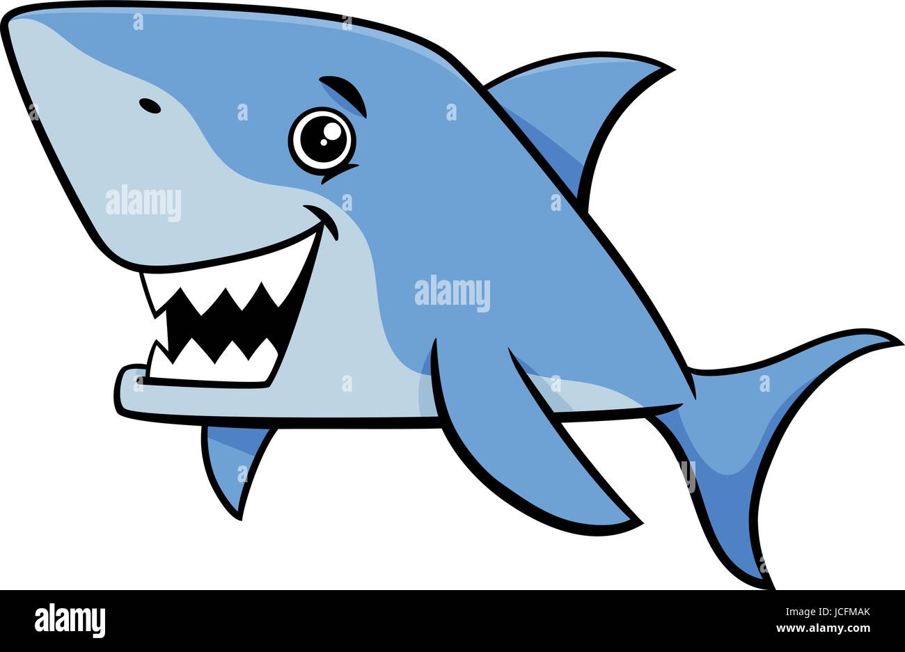 Cartoon Illustration of Shark Fish Sea Life Animal Character Stock ...