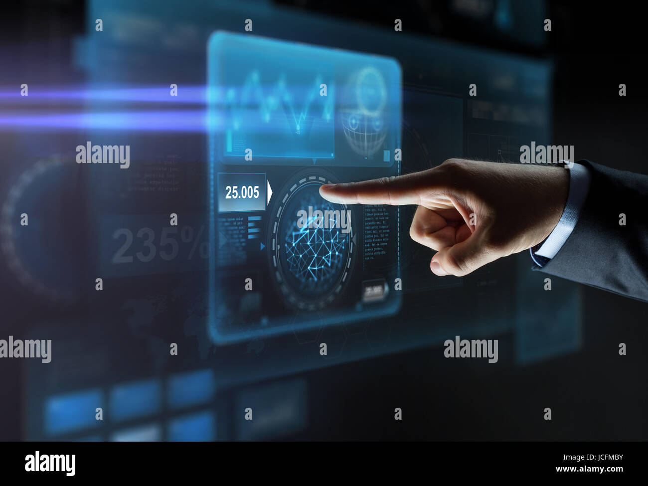 close up of hand pointing finger to virtual screen Stock Photo - Alamy
