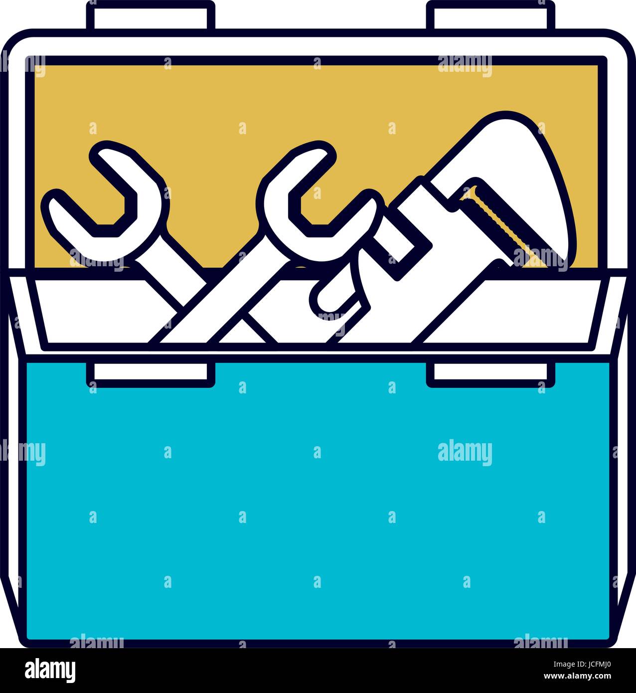 color sections silhouette of opened plumbing toolbox Stock Vector Image ...