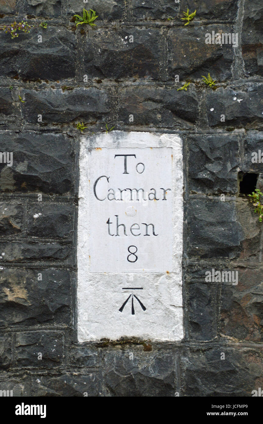 Milestone, Llansteffan, Carmarthenshire, Wales Stock Photo - Alamy