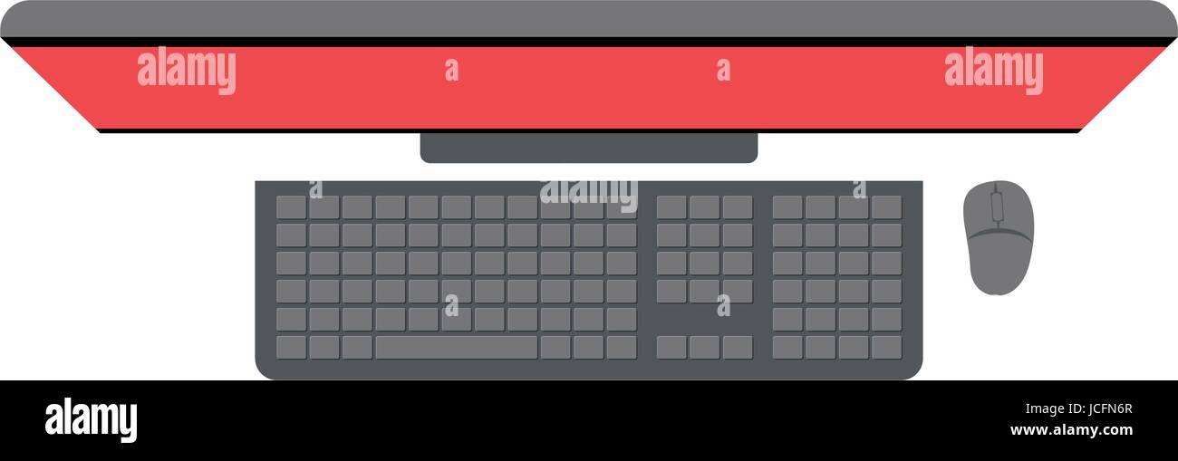 white background with colorful silhouette of desktop computer in top ...