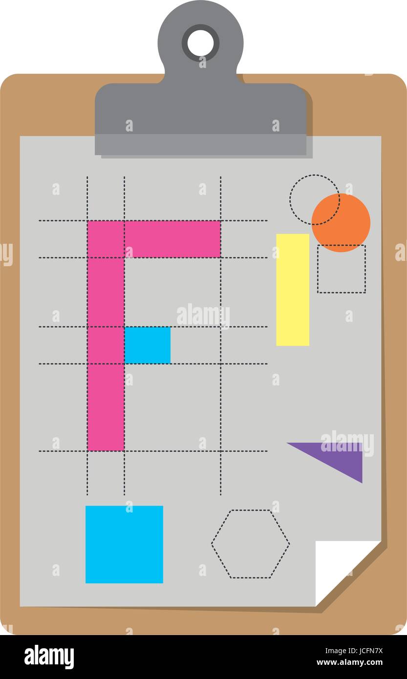 white background with colorful silhouette of table notepad with sheet ...