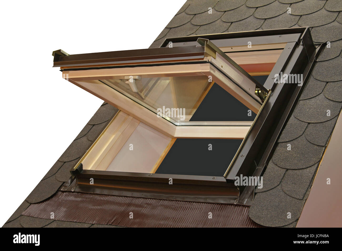 Outward opening roof window at house Stock Photo - Alamy