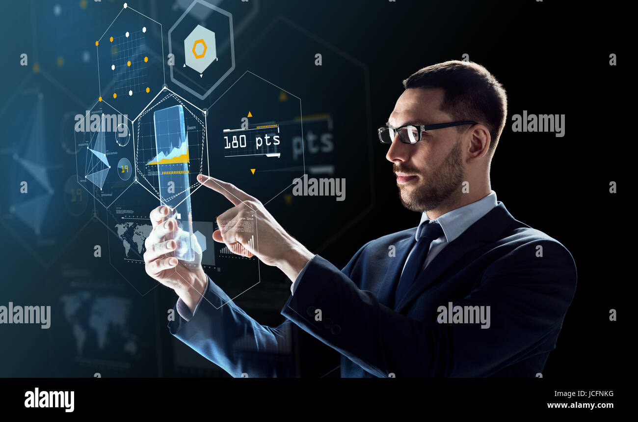 businessman working with transparent tablet pc Stock Photo - Alamy