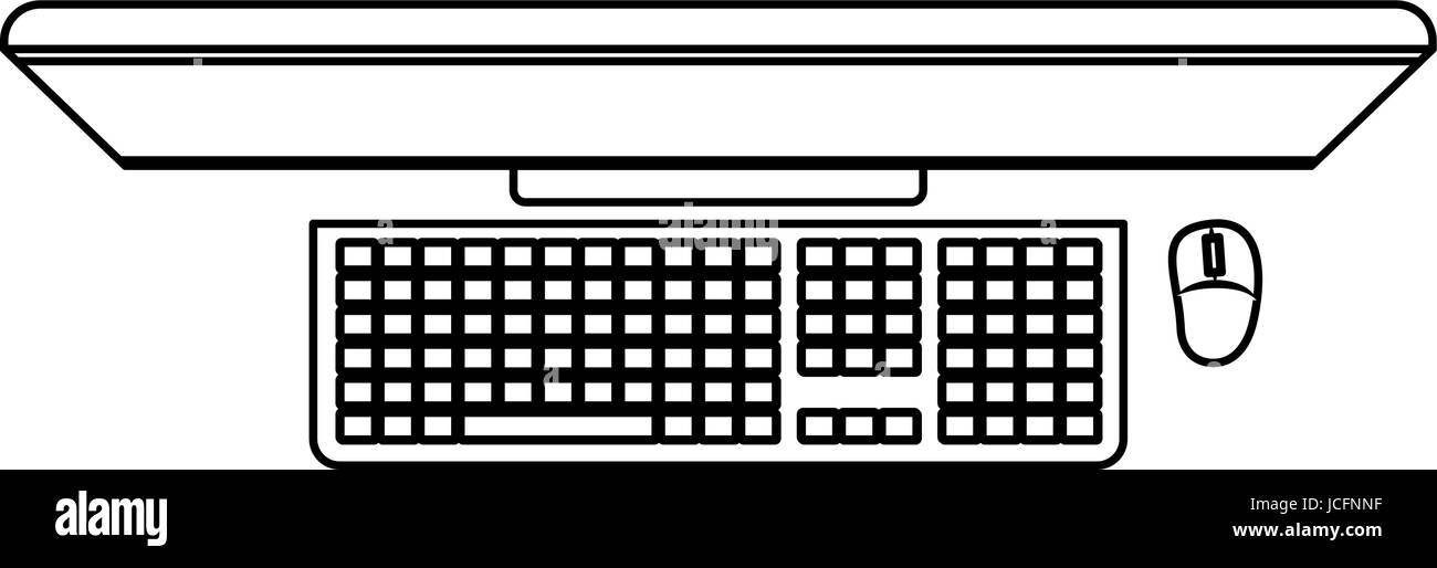 white background with monochrome silhouette of desktop computer in top ...