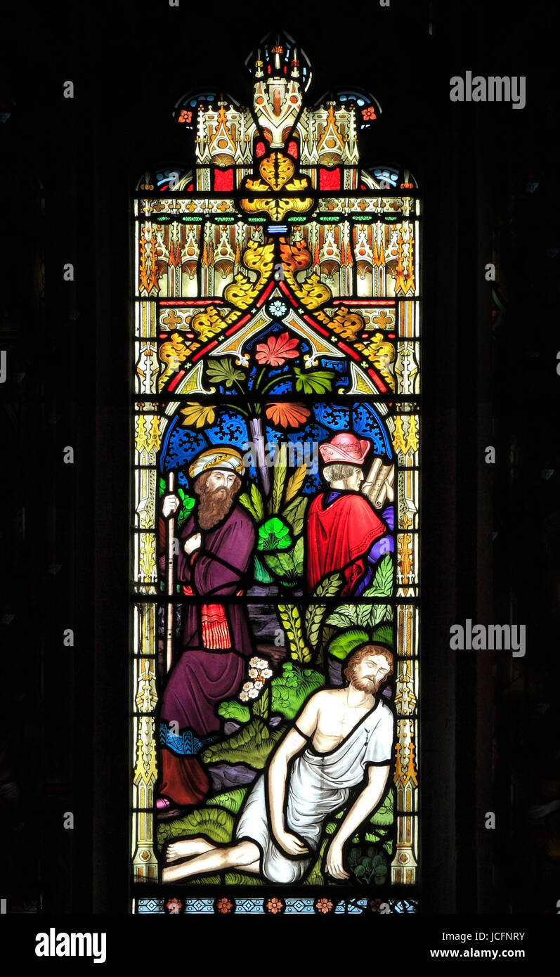 Parable of The Good Samaritan, stained glass window by Frederick Preedy ...