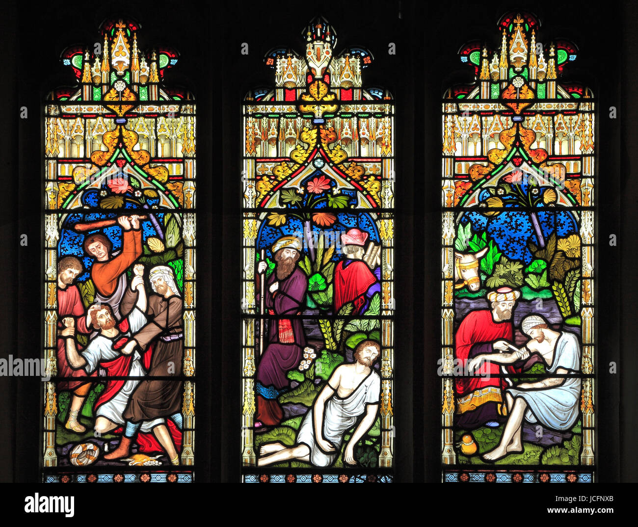 Chartres Cathedral Stained Glass Good Samaritan