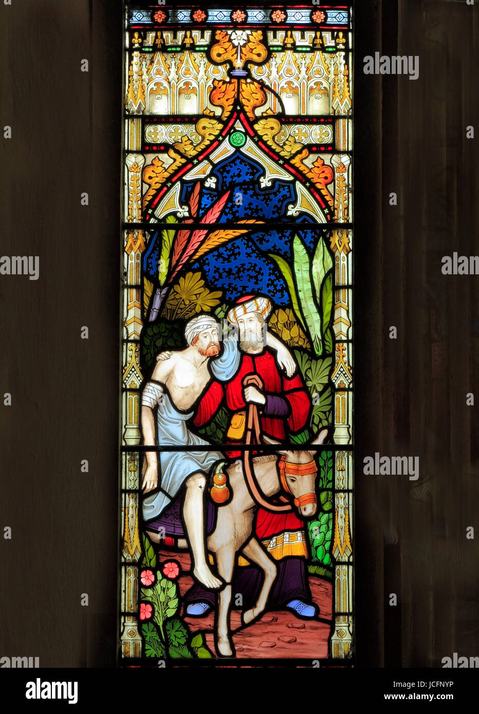 Parable of The Good Samaritan, stained glass by Frederick Preedy, 1865 ...