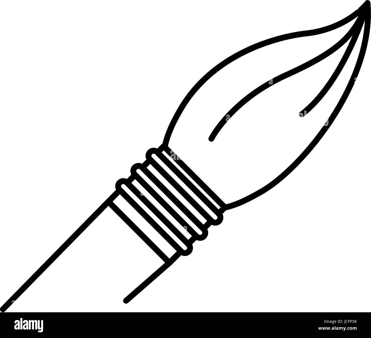 white background with monochrome silhouette of paint brush tip Stock ...