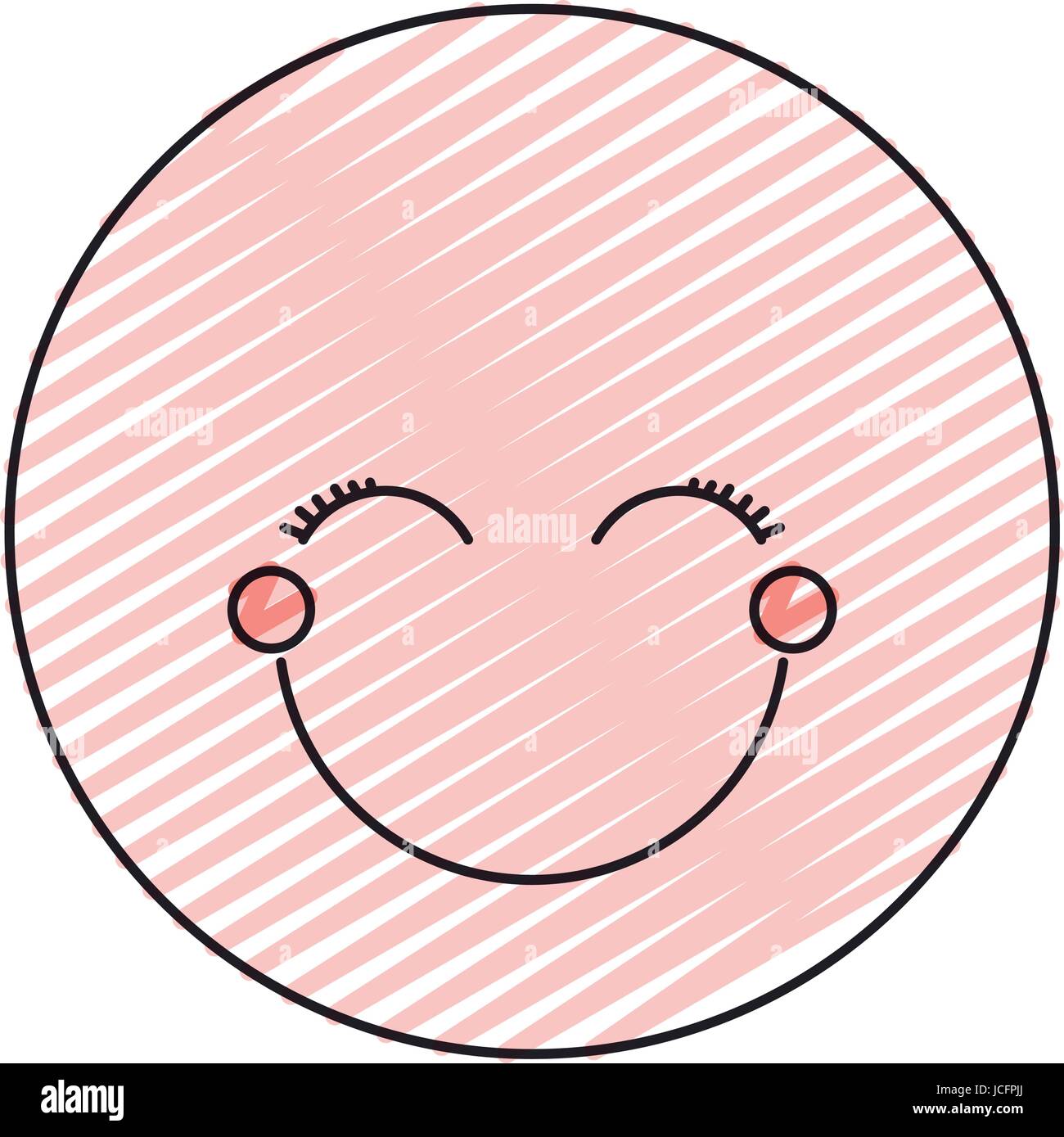 color crayon silhouette happy face female emoticon with eyes closed ...