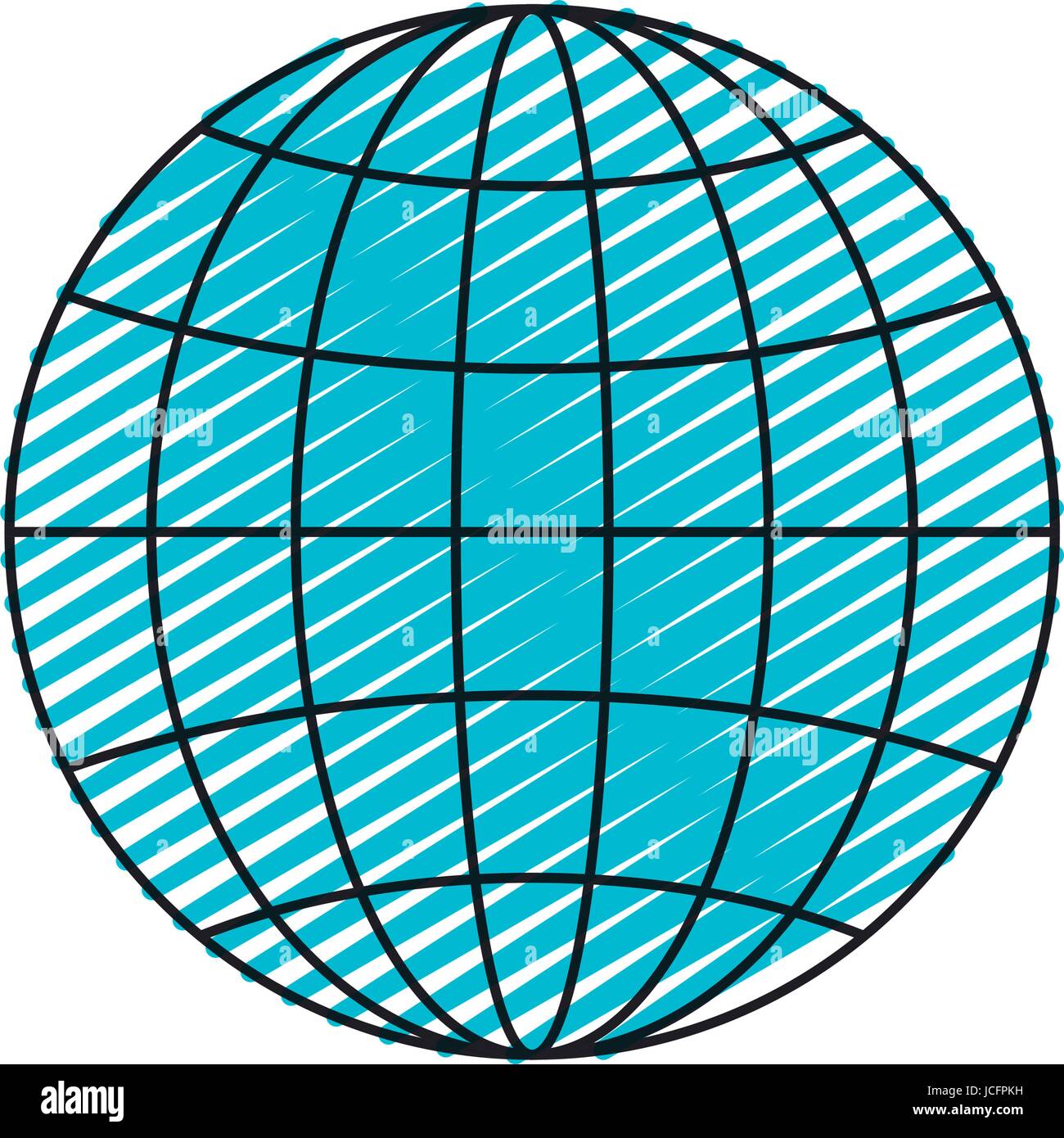 color crayon silhouette front view globe earth world chart with lines ...