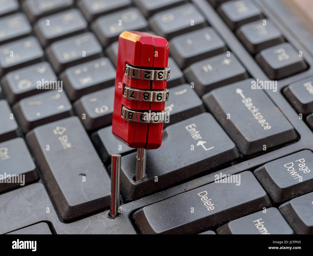 Computer keyboard and combination lock Stock Photo - Alamy