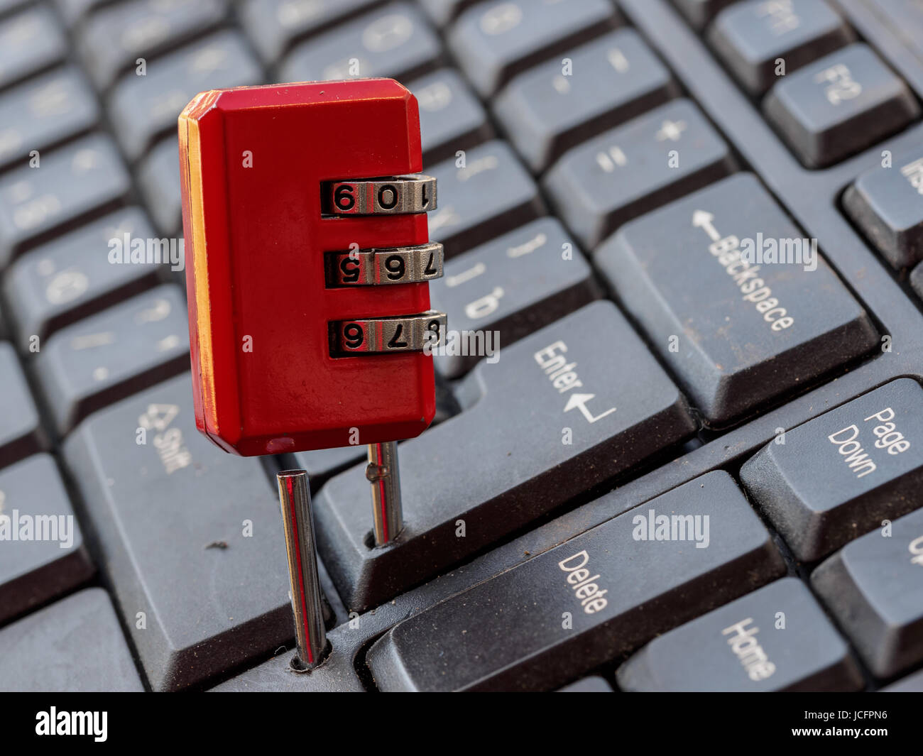 Computer keyboard and combination lock Stock Photo - Alamy