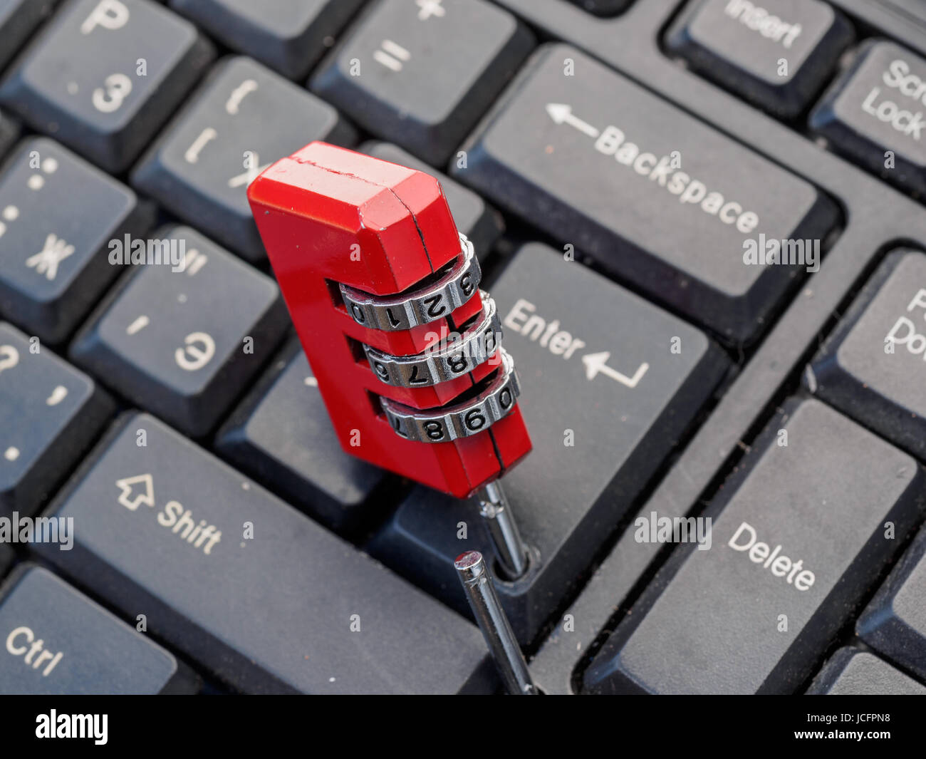 Computer keyboard and combination lock Stock Photo - Alamy