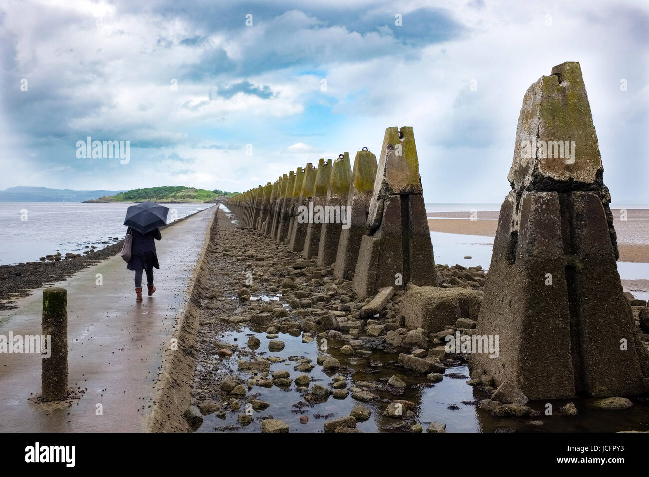 Cramond Causeway leading to Cramond Island outside Edinburgh in East ...