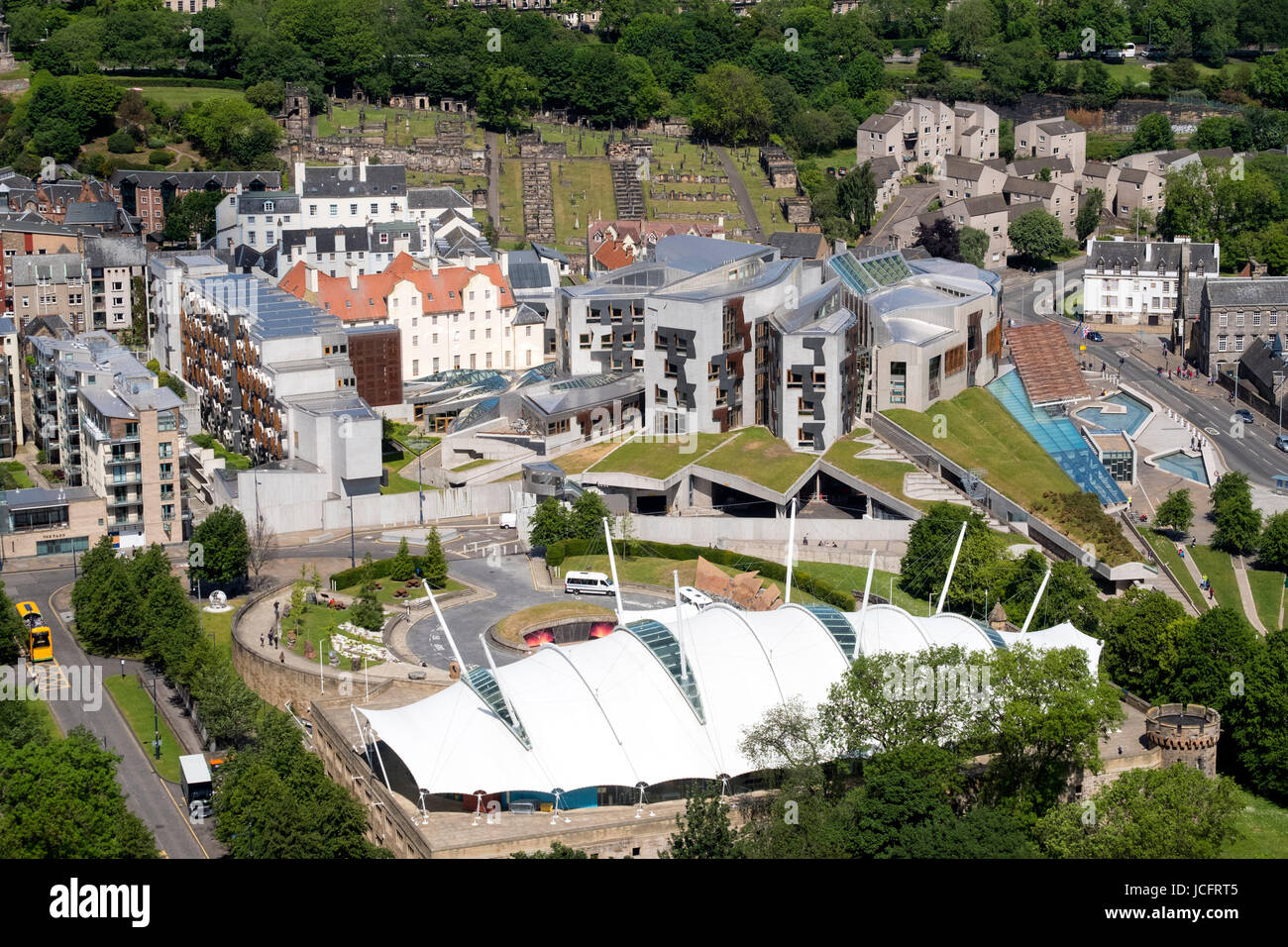 View of exterior of Scottish Parliament building at Holyrood in ...