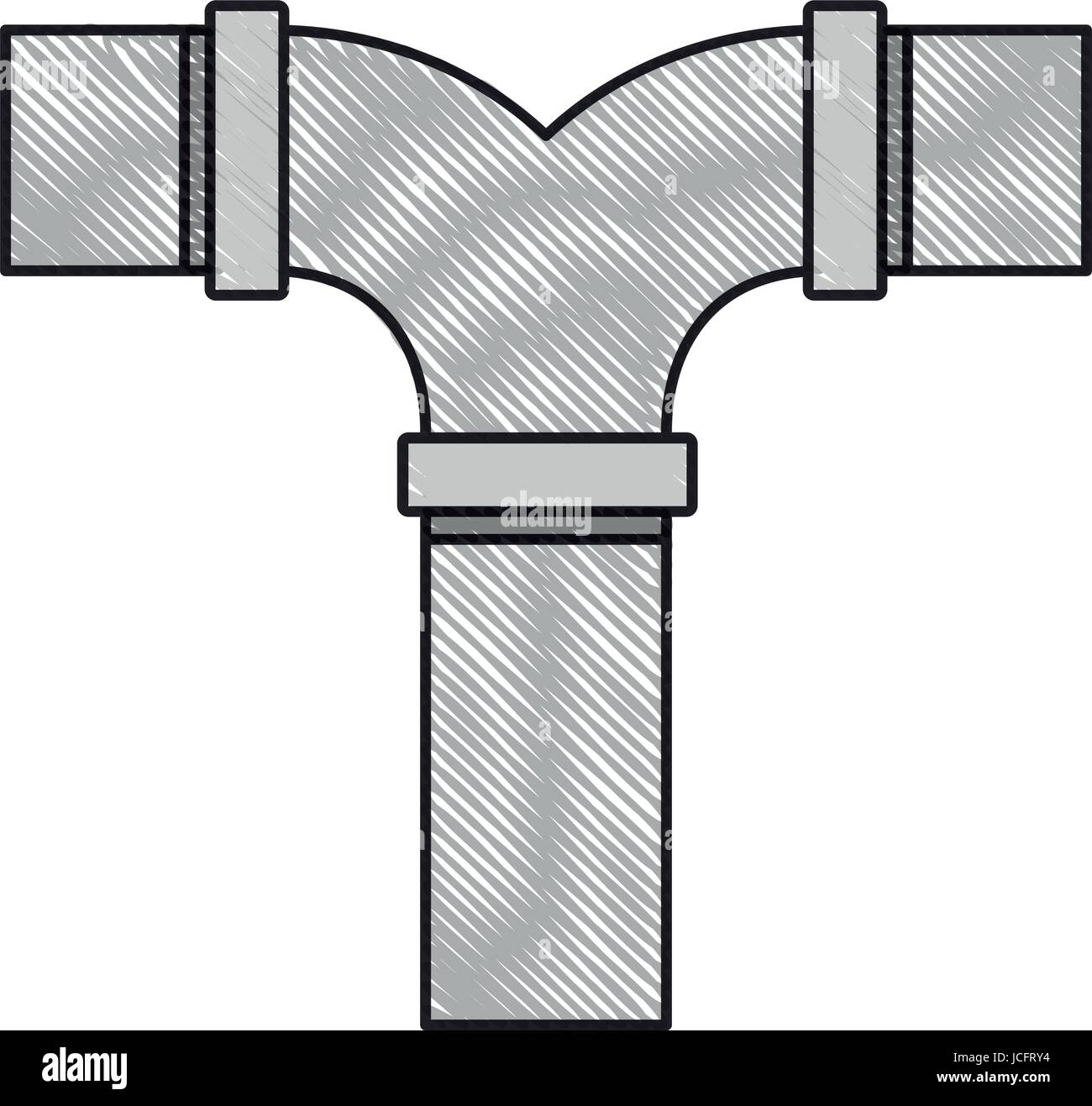 color crayon silhouette of drain pipe t connection Stock Vector Image ...