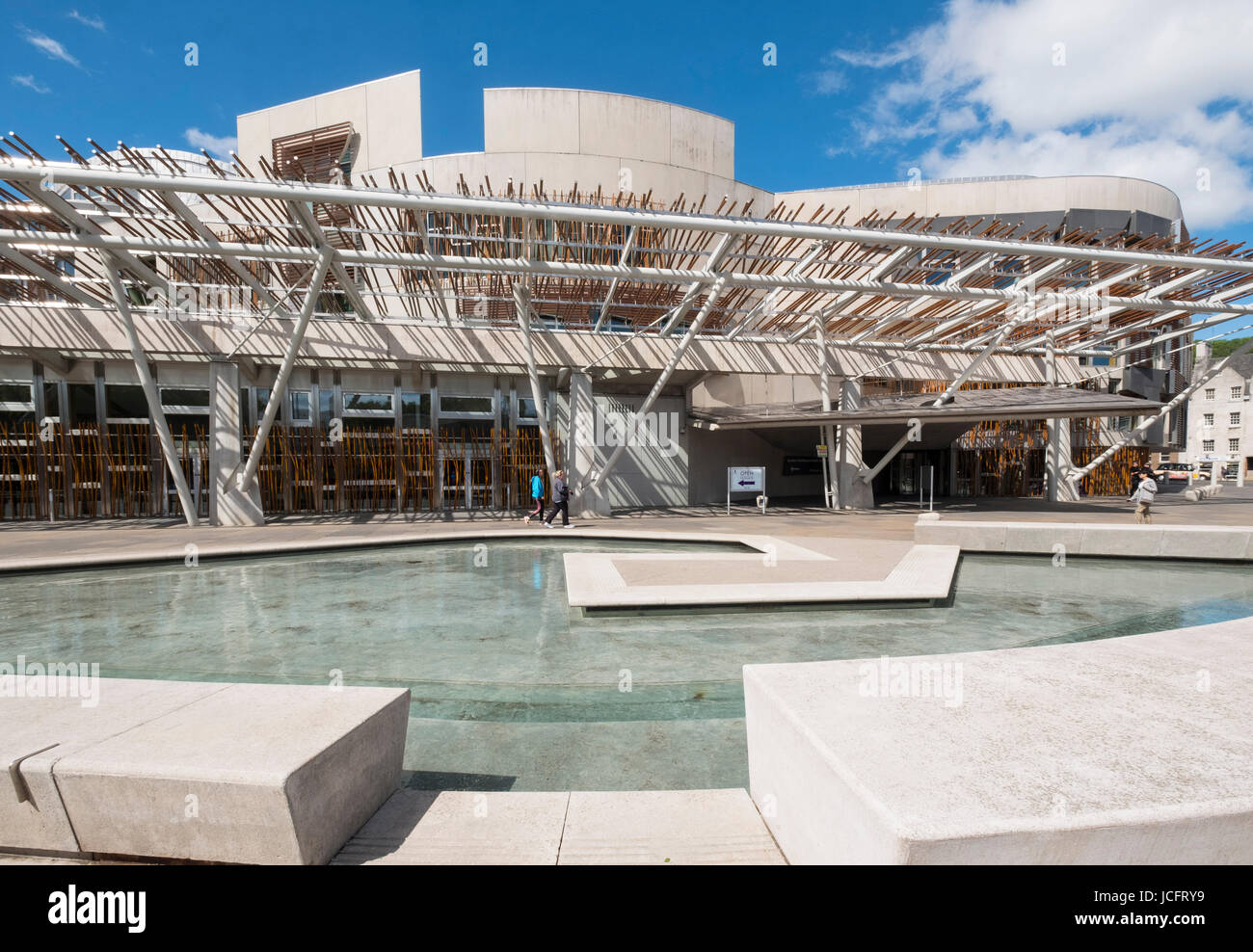 View of exterior of Scottish Parliament building at Holyrood in ...