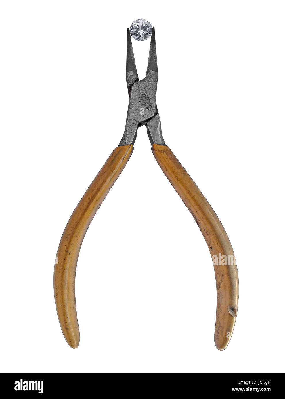 vintage pliers holding a gem diamond over white background Stock Photo ...