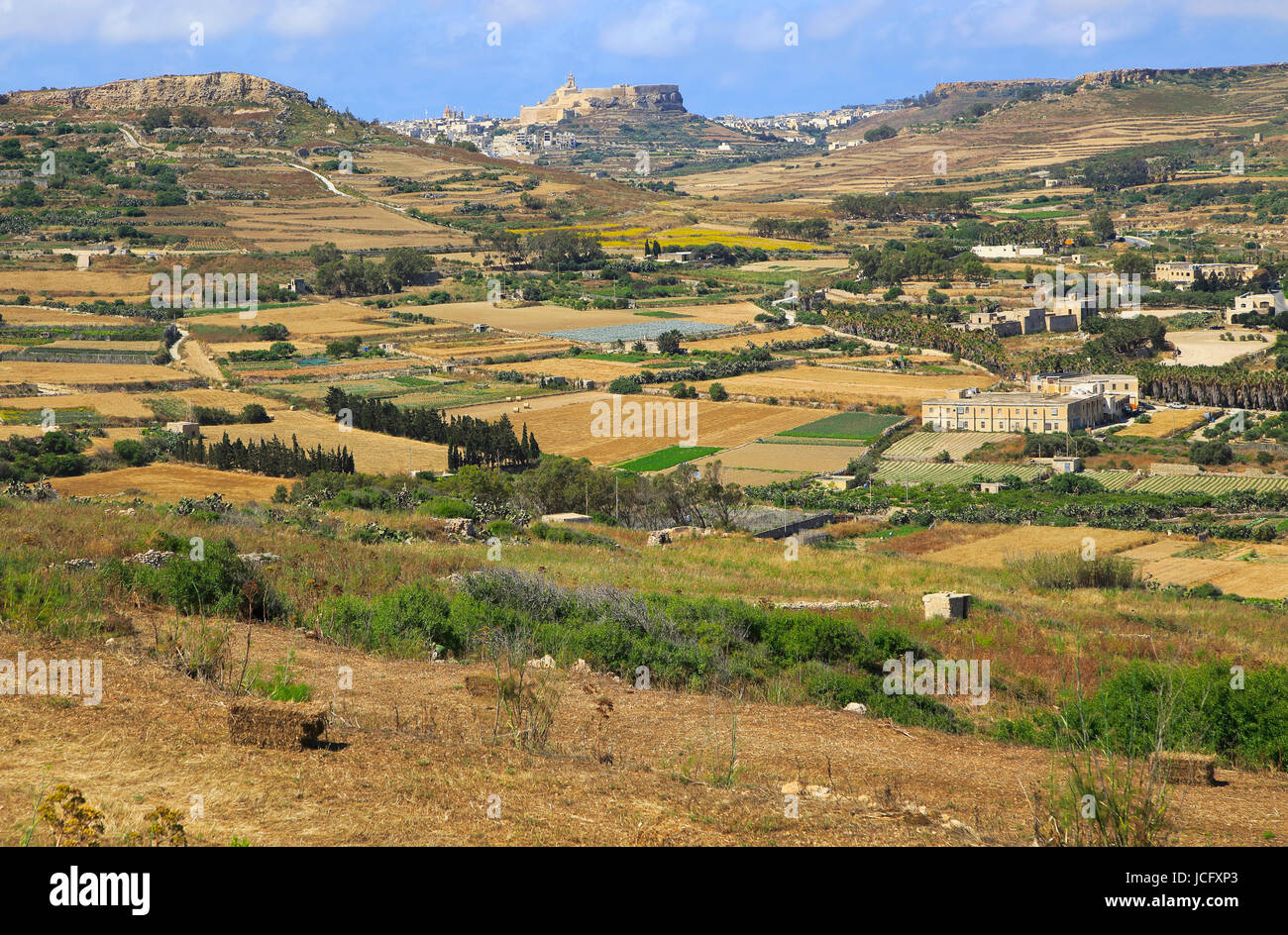 Rural farming landscape view to citadel castle at Victoria Rabat, from ...