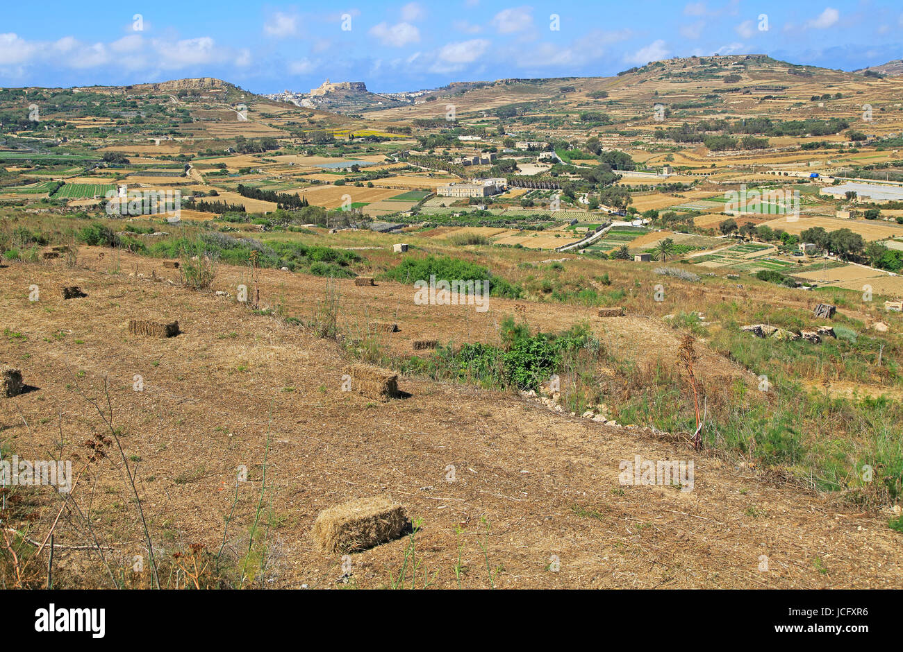 Rural farming landscape view to citadel castle at Victoria Rabat, from ...