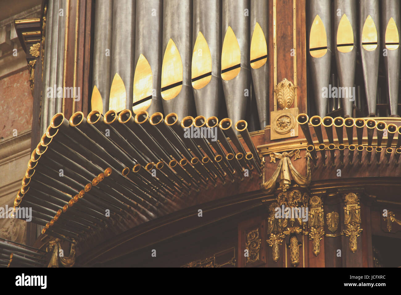 Detail from baroque pipe organ Stock Photo - Alamy