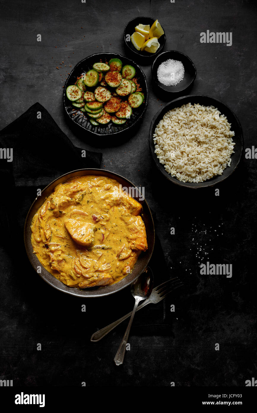 Yogurt and fish curry Stock Photo - Alamy