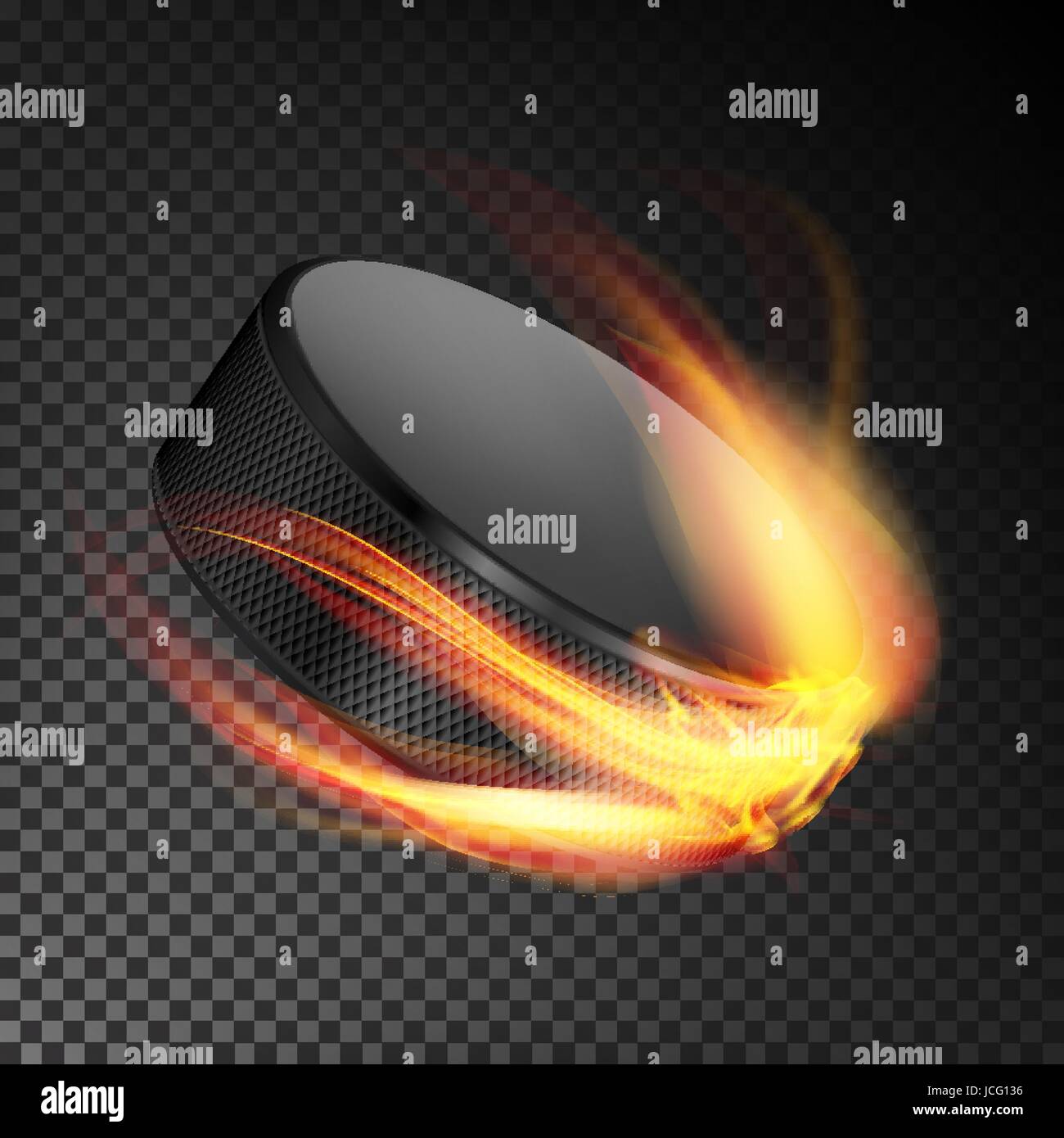 Realistic Ice Hockey Puck In Fire. Burning Hockey Puck On Transparent ...