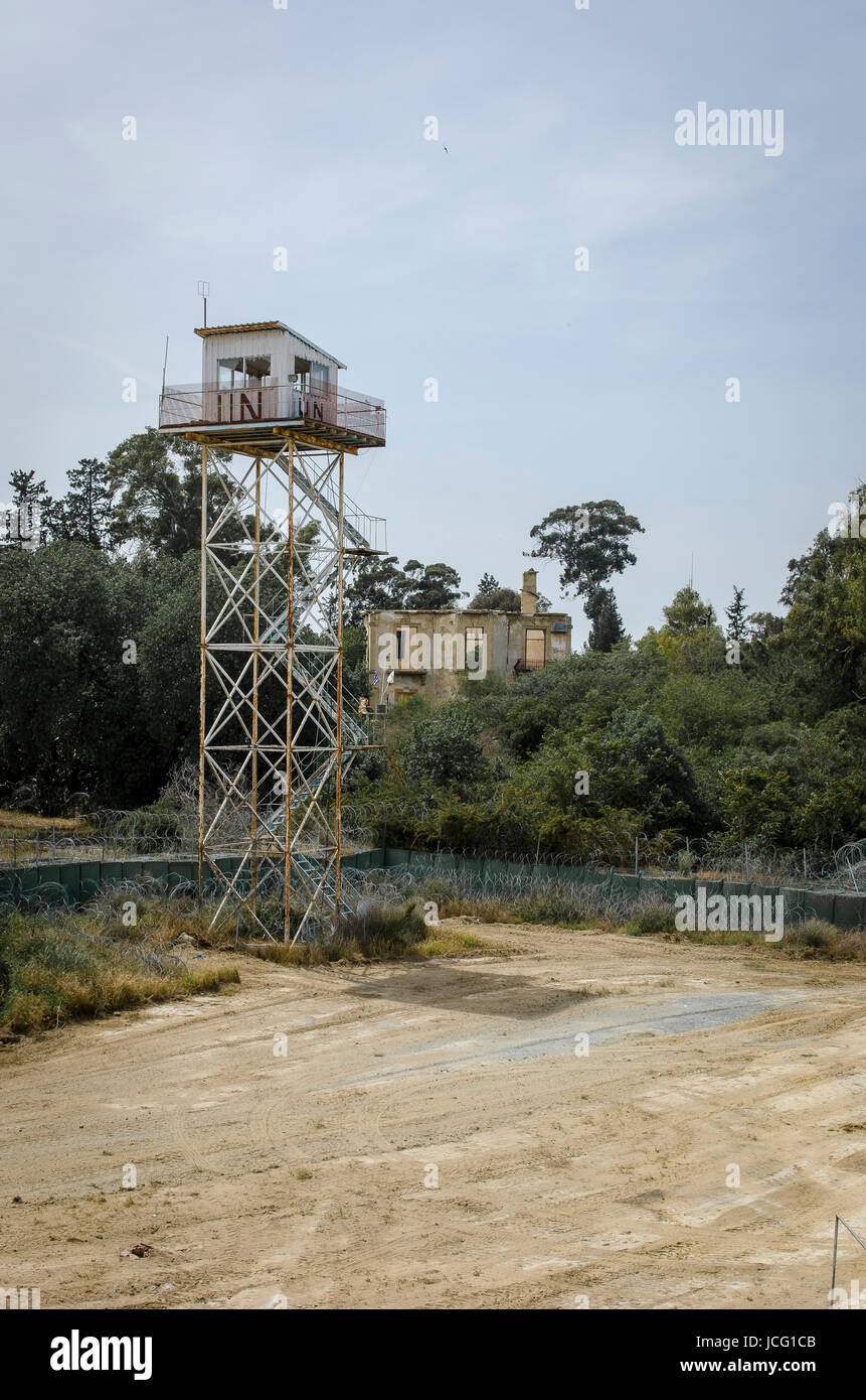 UN watchtower in the United Nations Buffer Zone, Nicosia, Cyprus Stock ...