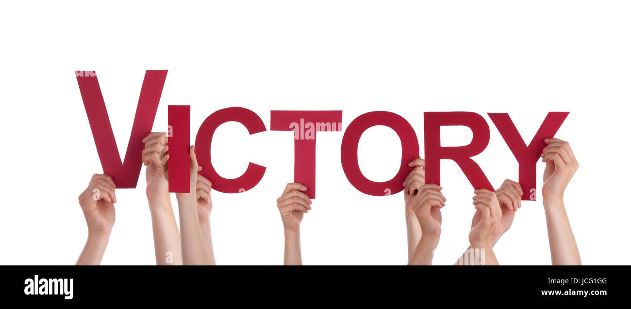 Many People Holding the Word Victory, Isolated Stock Photo - Alamy
