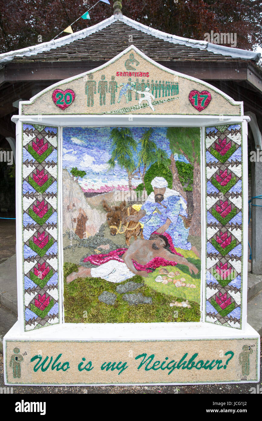 Ashford-in-the-Water Sheepwash well dressing 2017, depicting Samaritans ...
