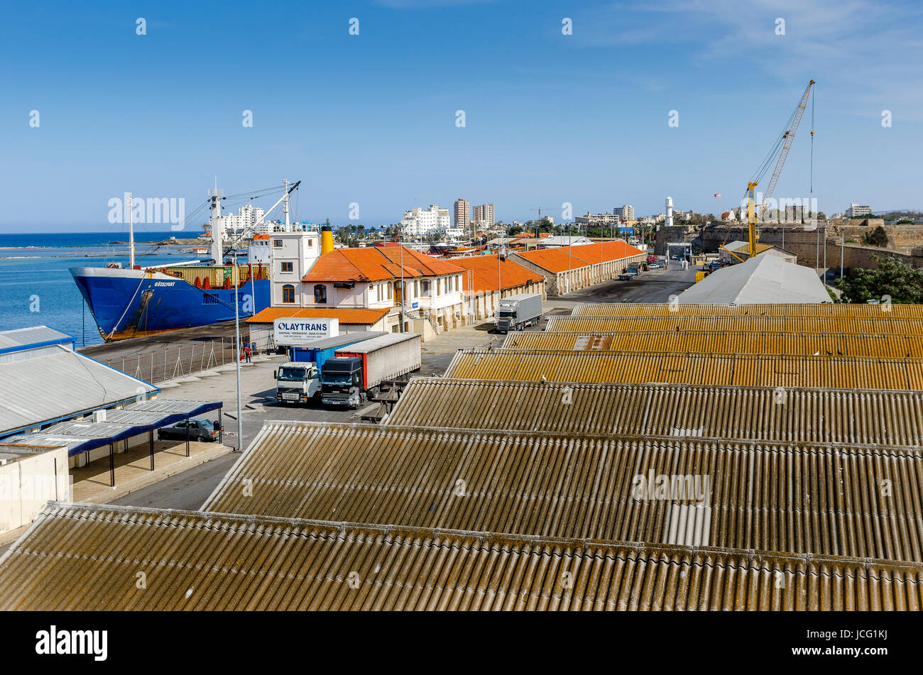Container ships at a dock in Northern Cyprus Stock Photo - Alamy