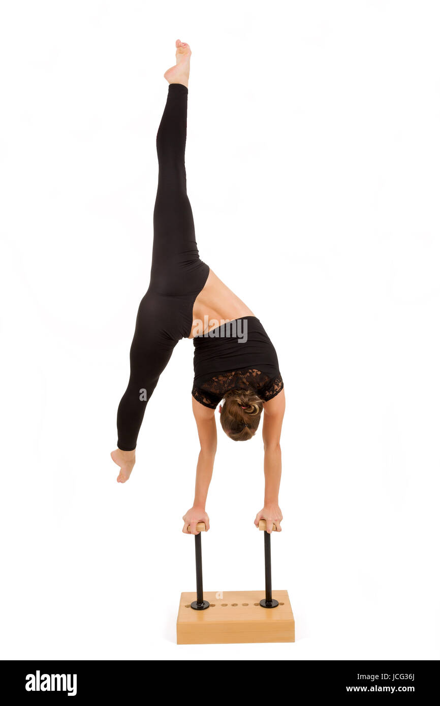 beauty contortionist practicing gymnastic yoga isolated on white ...