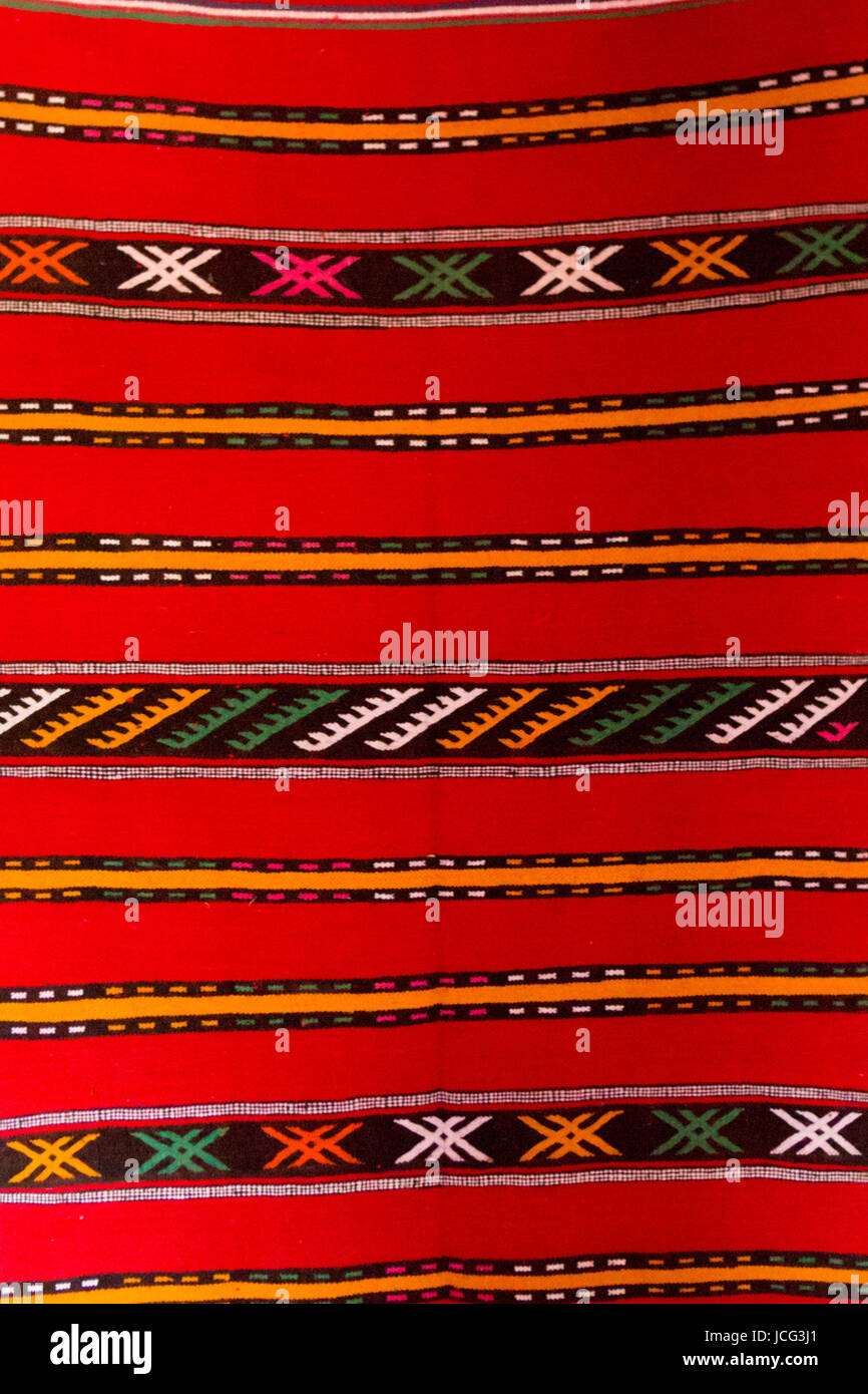 Red Berber carpets with straight lines. Aït-ben-Haddou, Morocco Stock ...