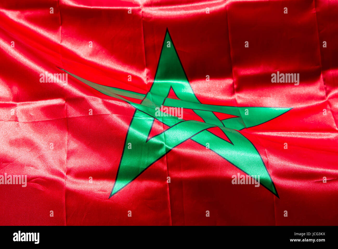 Moroccan national flag with the green star on the red background Stock ...