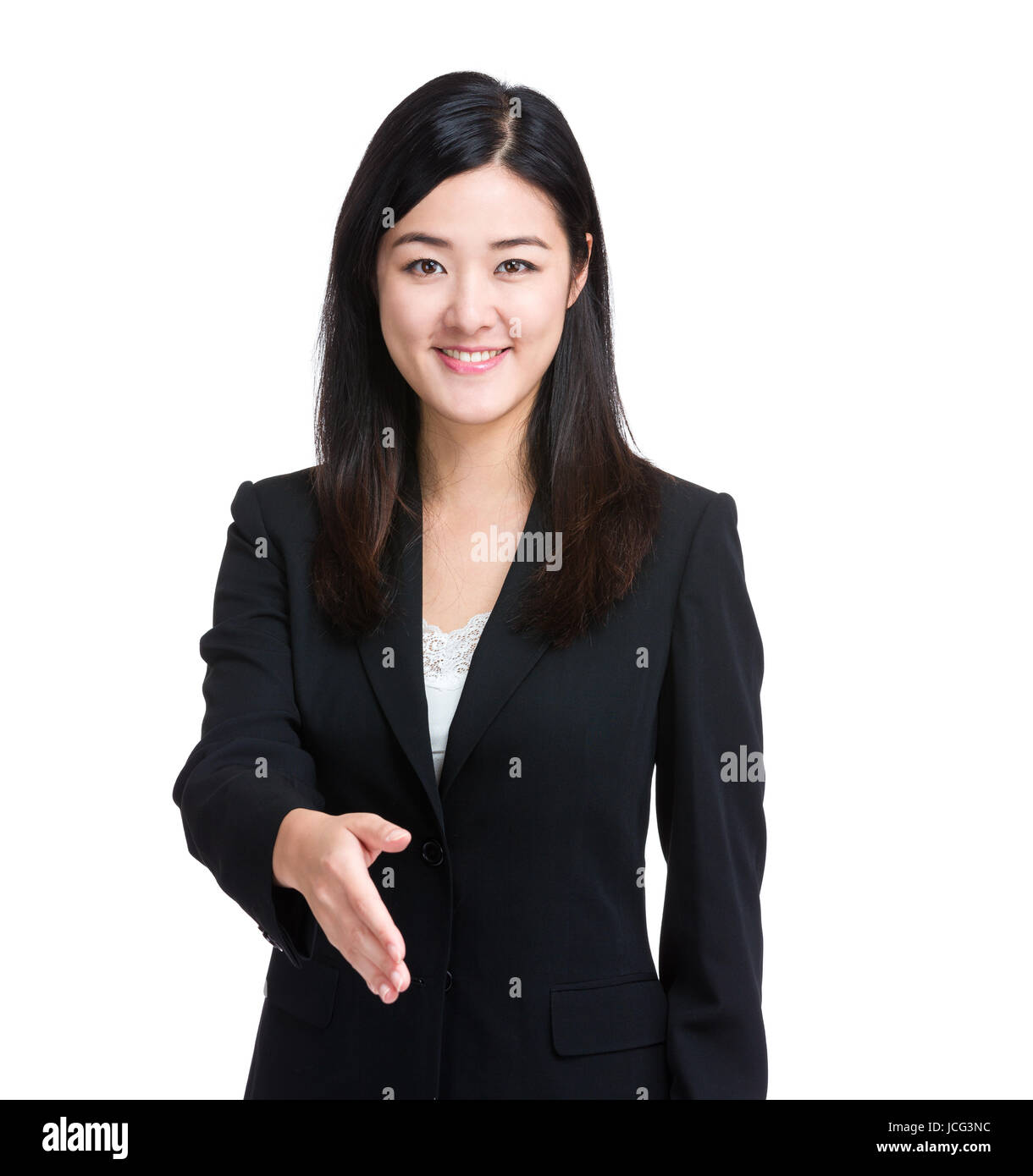 Business woman give handshake Stock Photo - Alamy