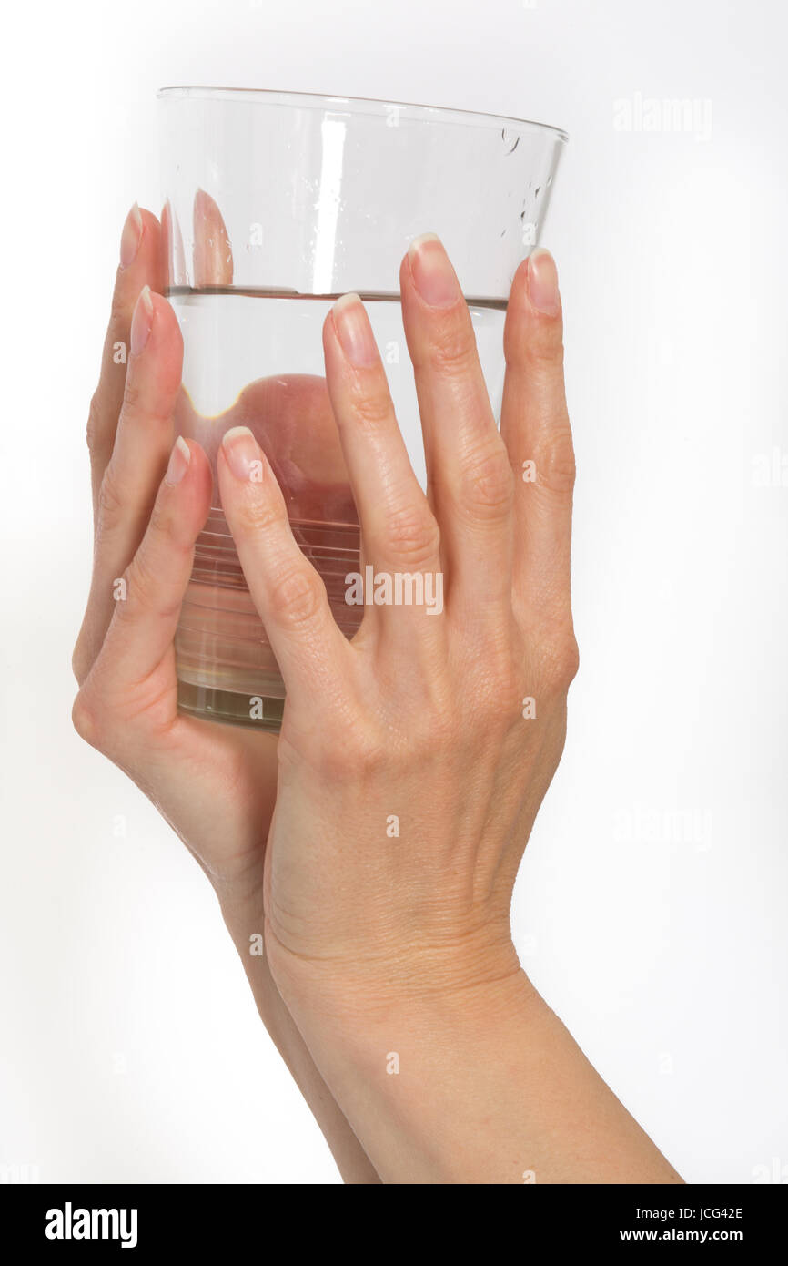 Woman hand with glass of water isolated on white background Stock Photo ...
