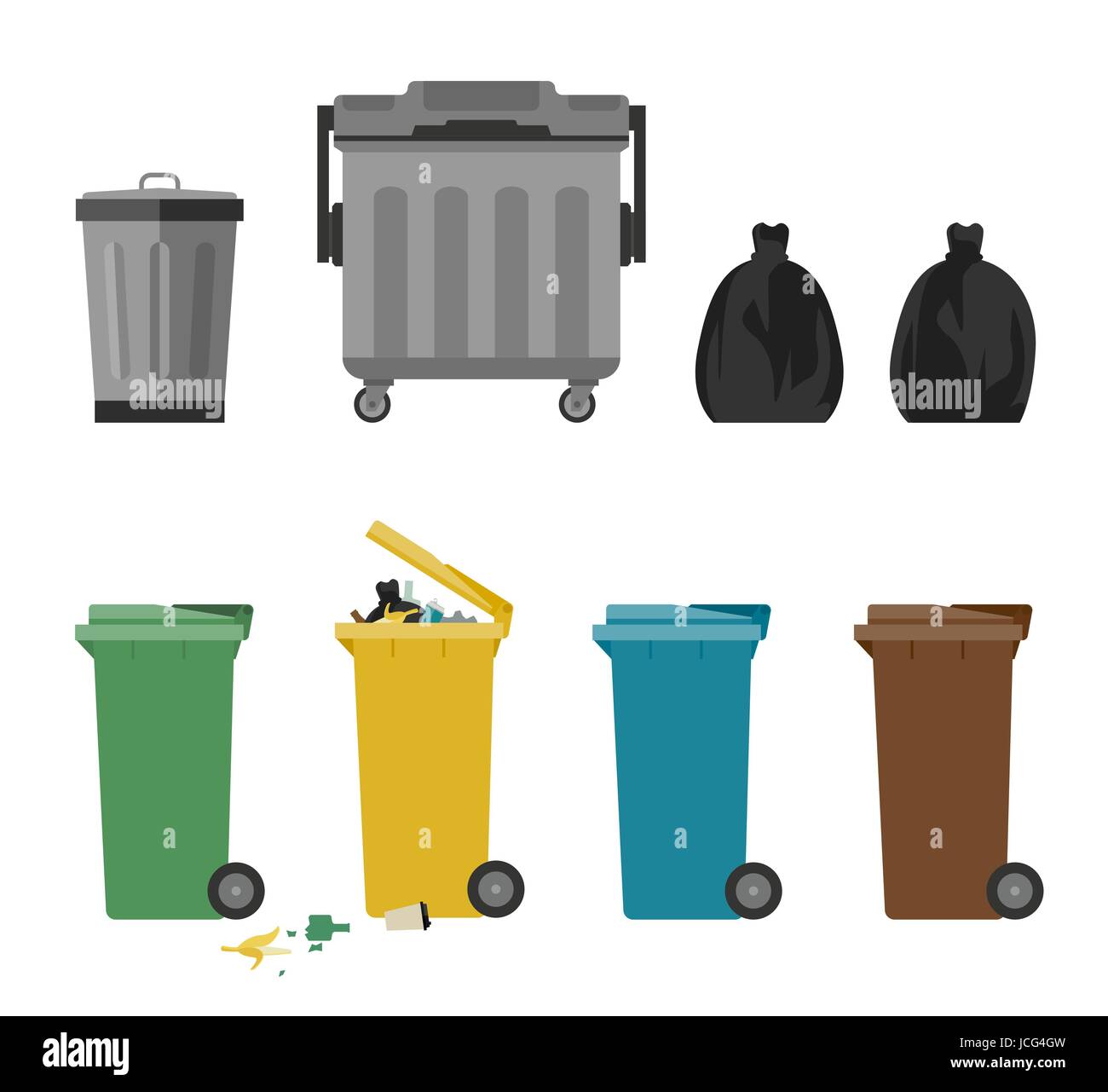 Vector flat garbage icons Stock Vector Images - Alamy
