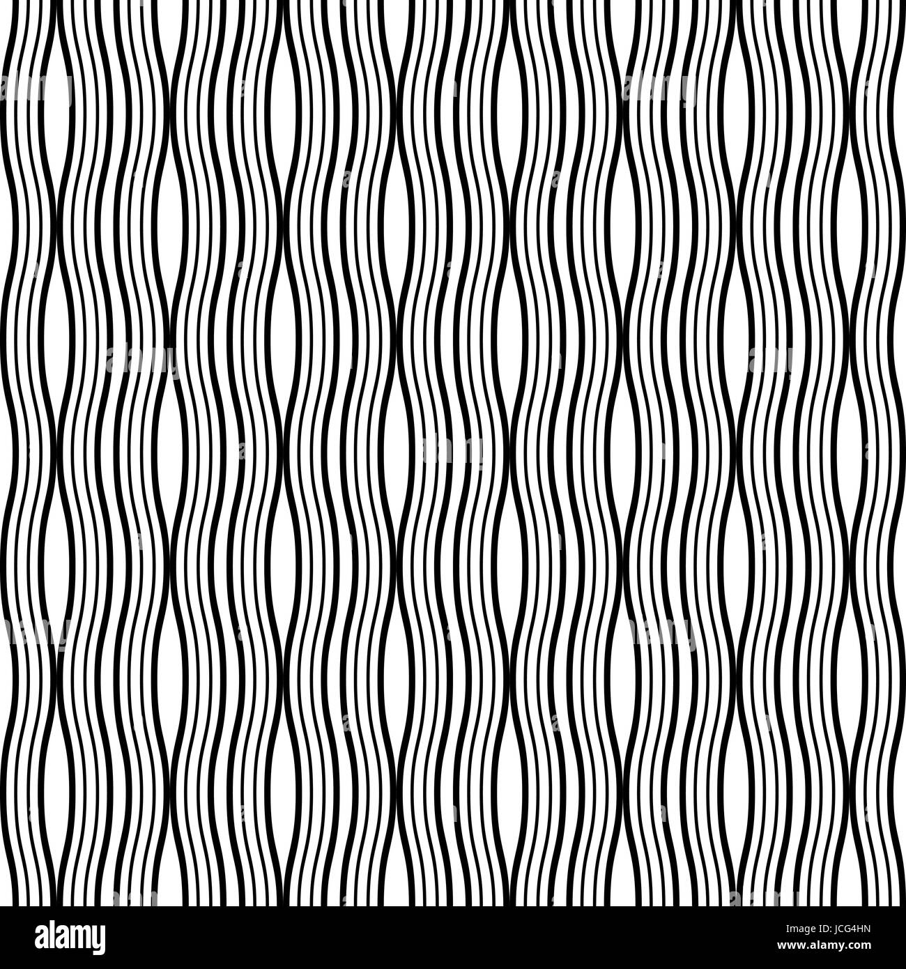 Wavy Lines Seamless Vector Abstract Background. Black And White Wavy ...