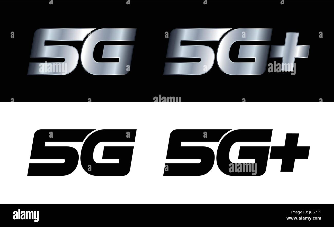 Vector illustration of modern 5G and 5G+ signs for the high speed ...