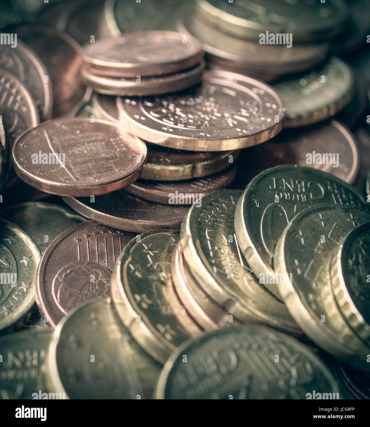 Vintage looking Range of Euro coins useful as a background Stock Photo ...