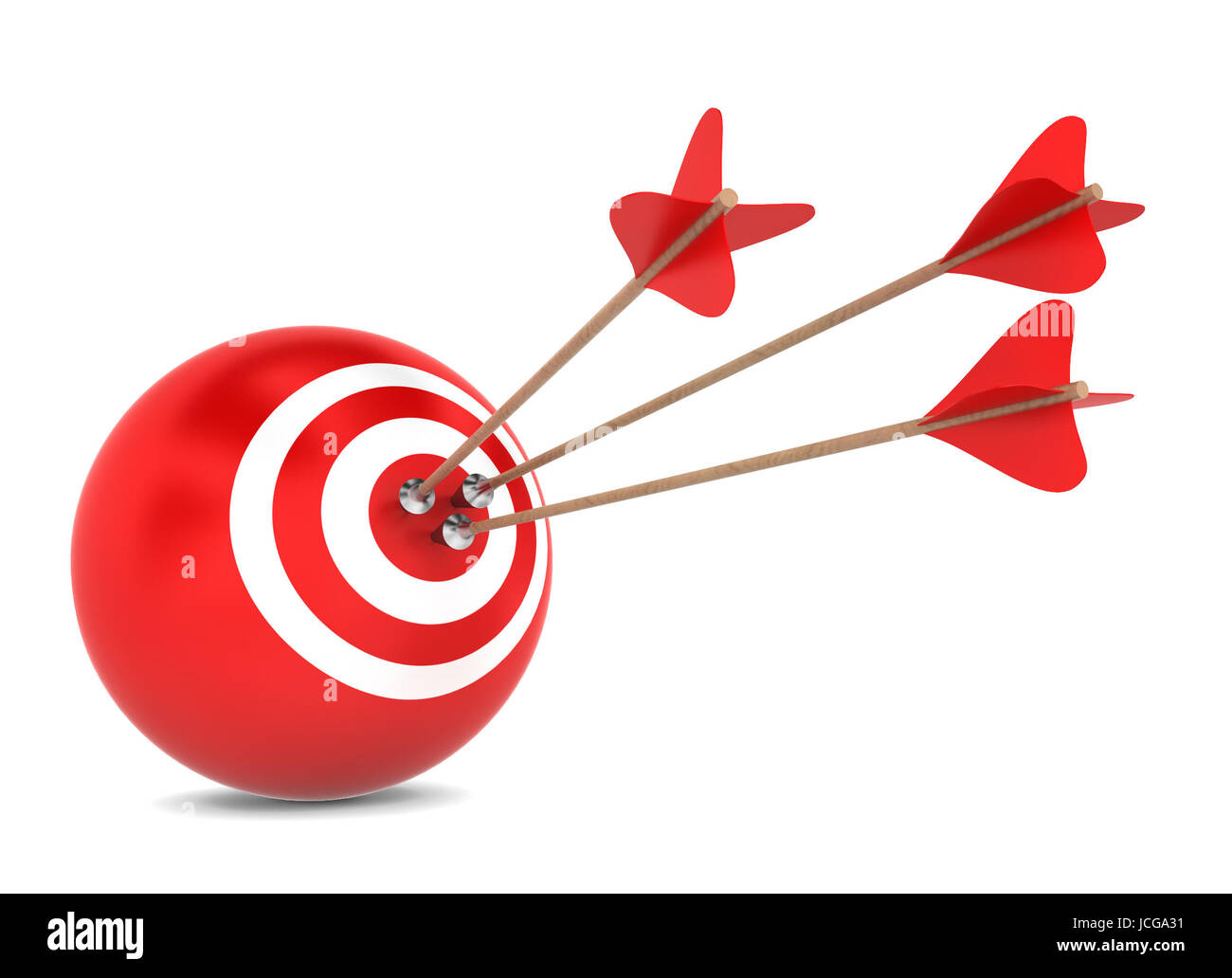 Arrows hit spherical aim. 3d illustration on white background Stock ...