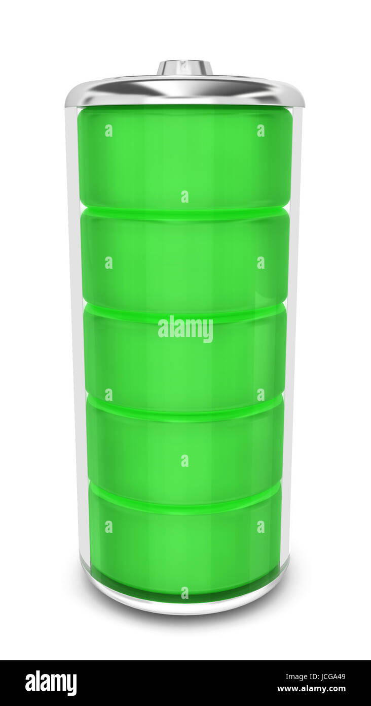 Battery with energy level. 3d illustration on white background Stock ...