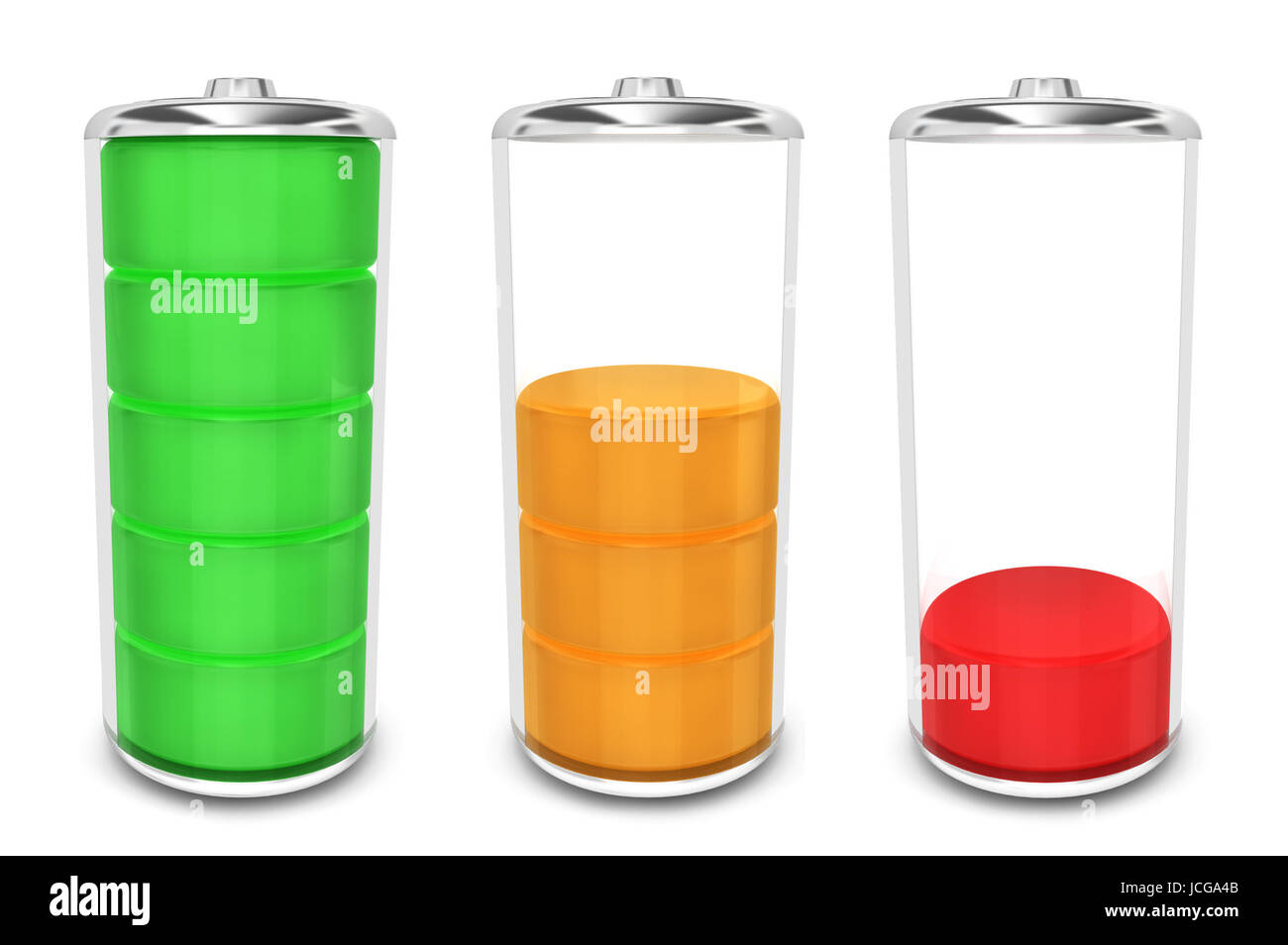 Battery with energy level. 3d illustration on white background Stock ...