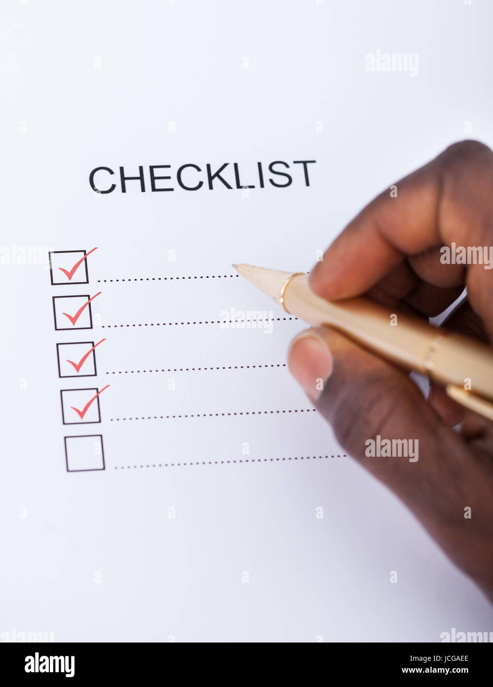 Close-up Of A Person's Hand Marking With Pen On Check Box Stock Photo ...
