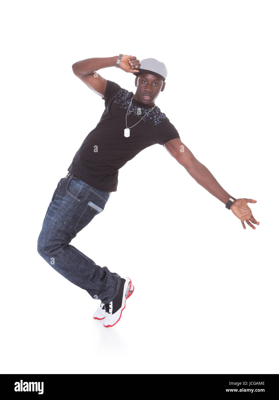 Happy African Young Man Dancing Over White Background Stock Photo - Alamy