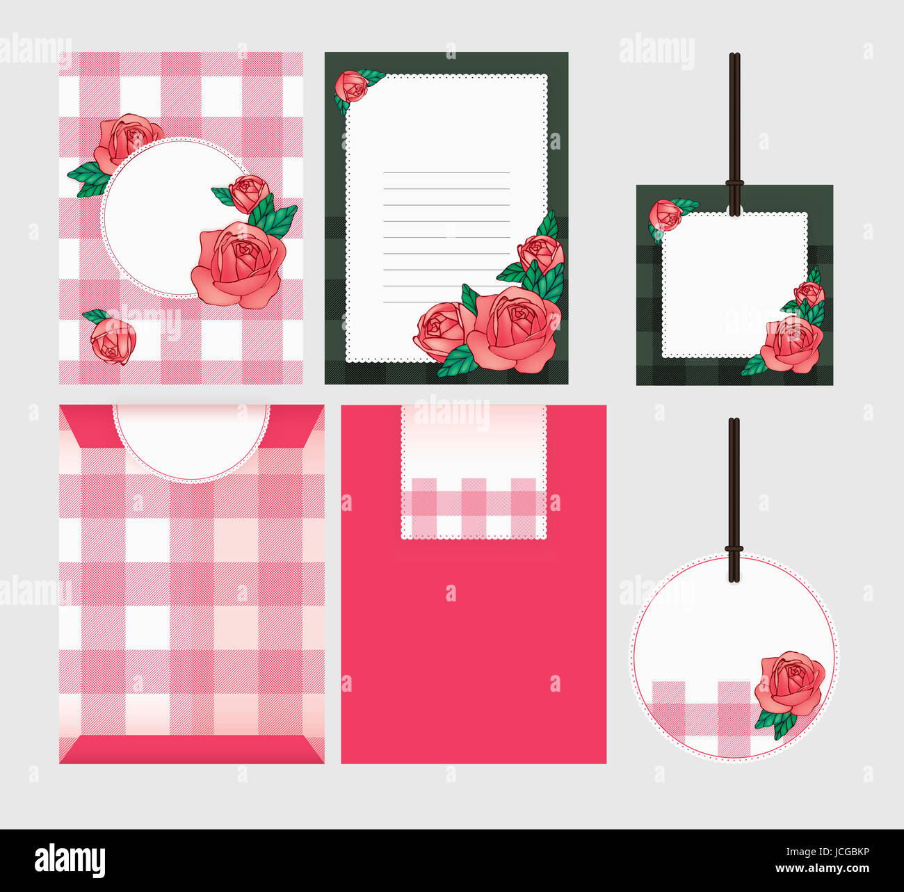 Card, letter paper, envelope and tags related to Valentine's Day Stock ...